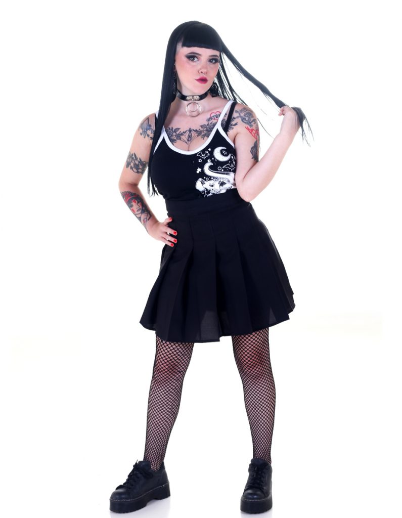 Pollera tablas negra lisa – Tienda Macabra – Alternative Style